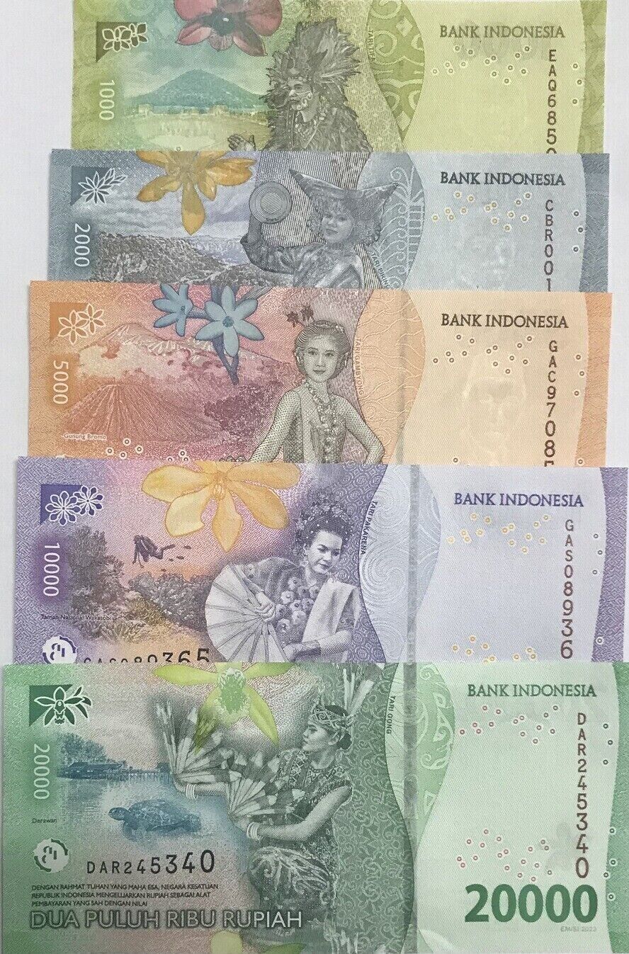 2022 Indonesia Set 5 Pcs 1000 2000 5000 10000 20000 Rupiah UNC