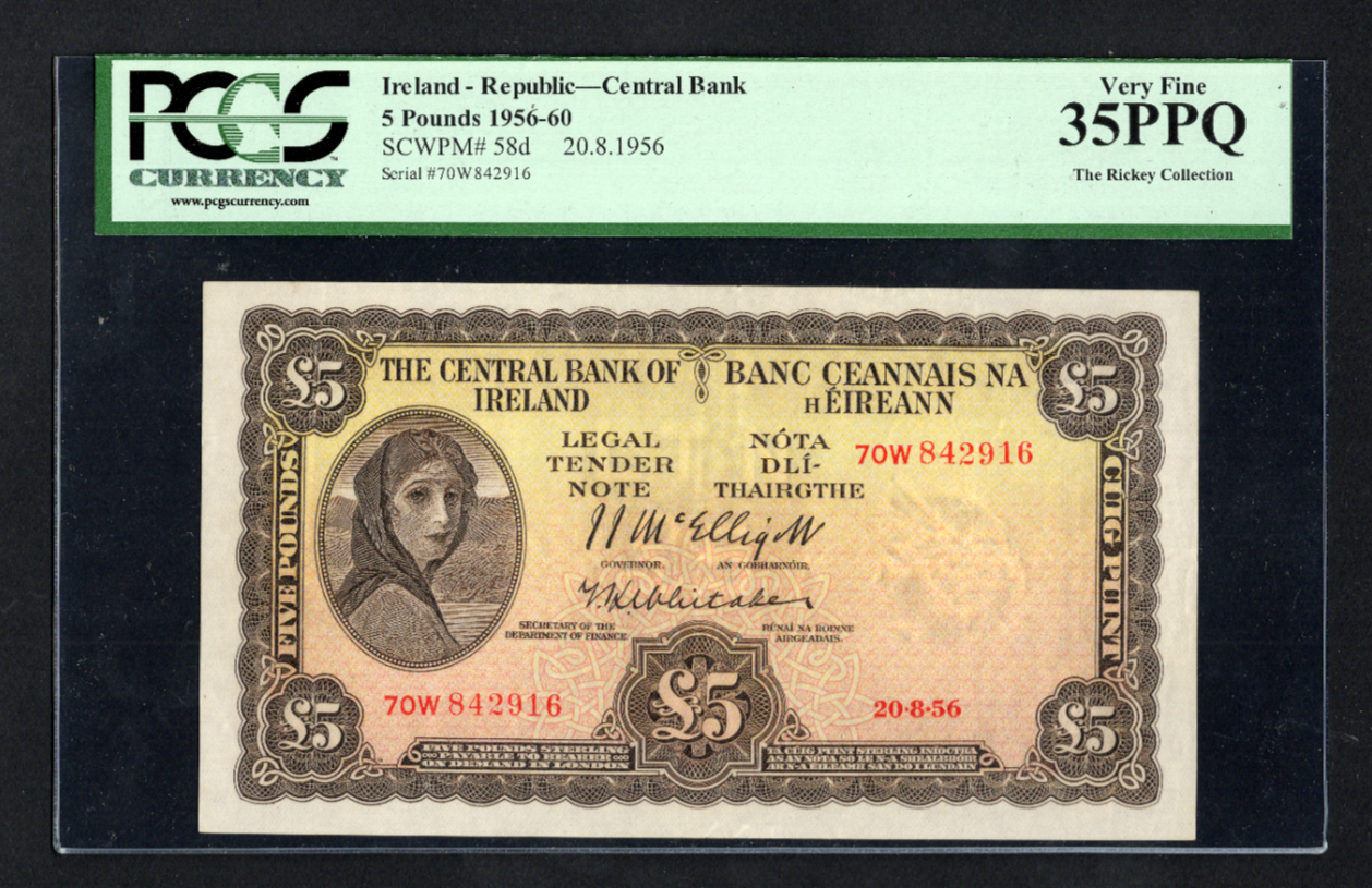 Ireland Lady Lavery 5 pound Note Graded Note /ref G2