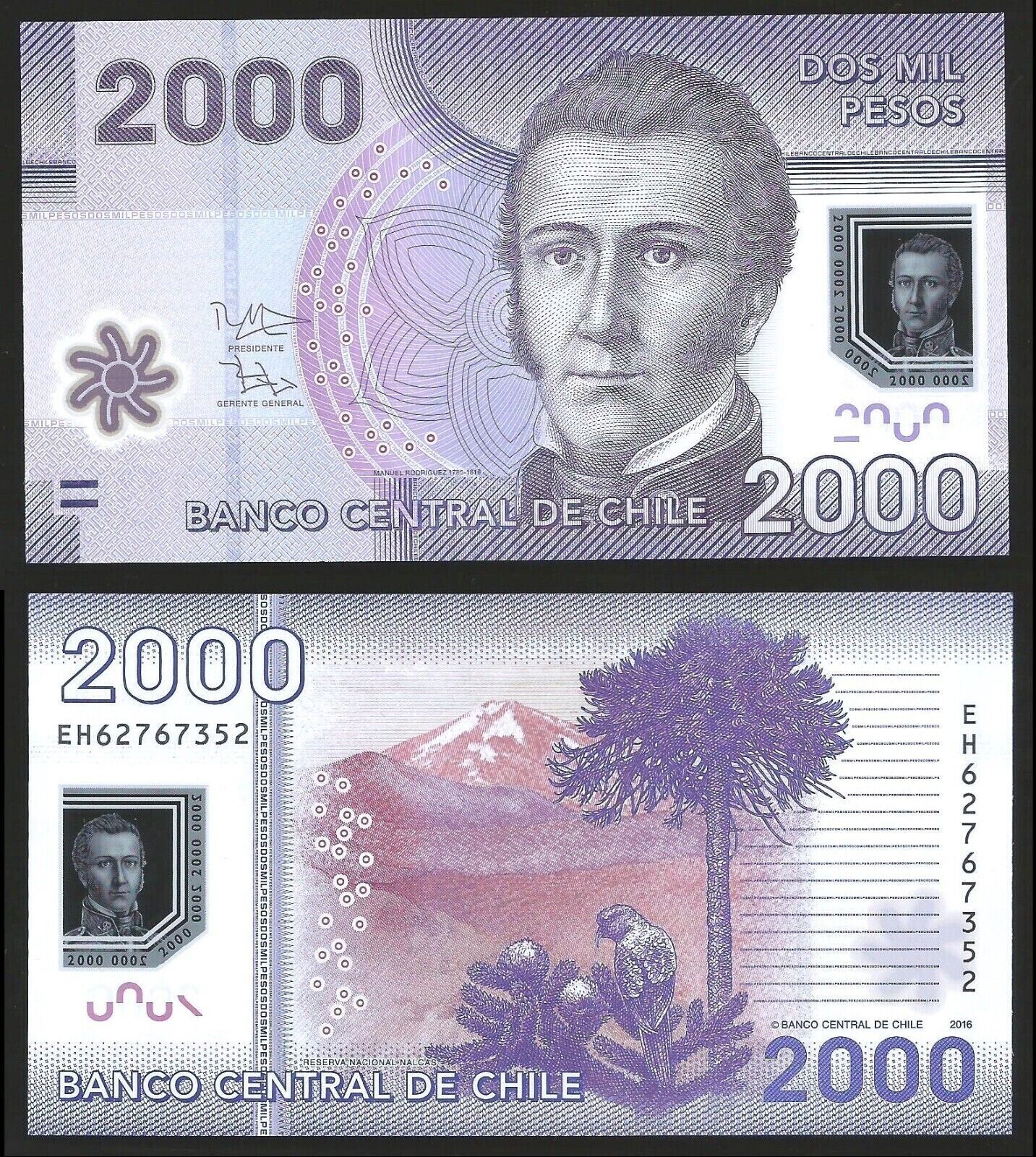 CHILE 2000 PESOS POLYMER UNC
