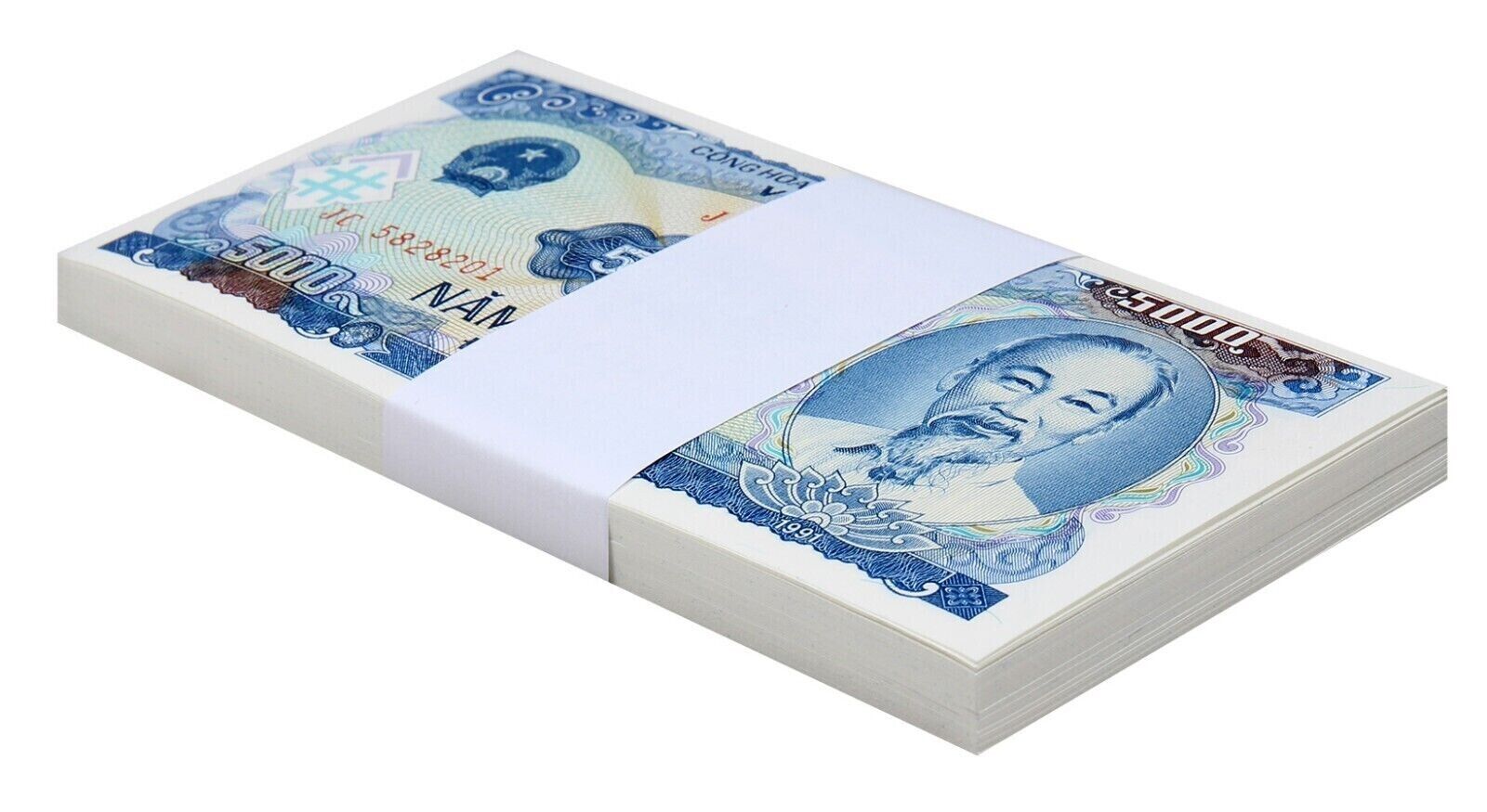 100xVietnamese Dong 5K 5000 Banknote 1991 Vietnam VND Uncirculated UNC